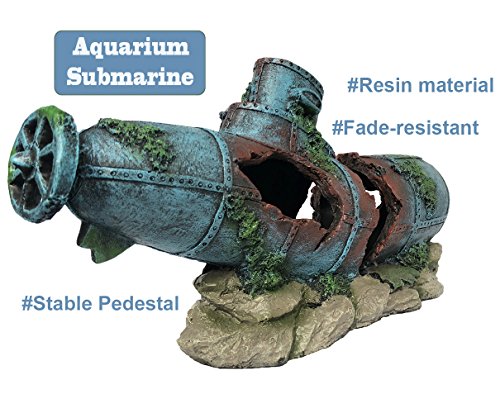 SLOCME Aquarium Submarine Ornaments Shipwreck Decorations - Resin Material Sunken Ship Decorations Eco-Friendly for Aquarium Environments Accessories