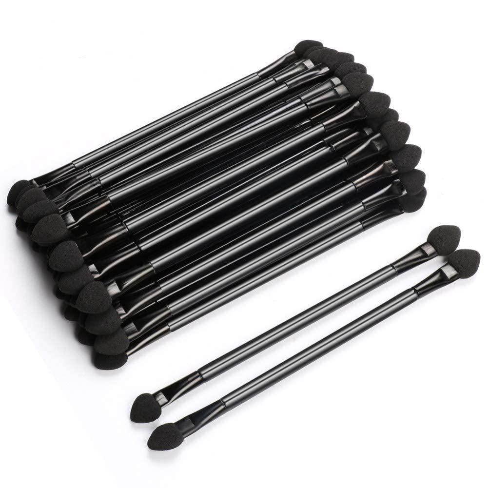 Professional Double Head Eyeshadow Brushes Cosmetic Tool - TygoMall 30 Pcs Disposable Dual Sides Eyeshadow Sponge Brushes Makeup Applicator, with 12 cm Long Handle, Black