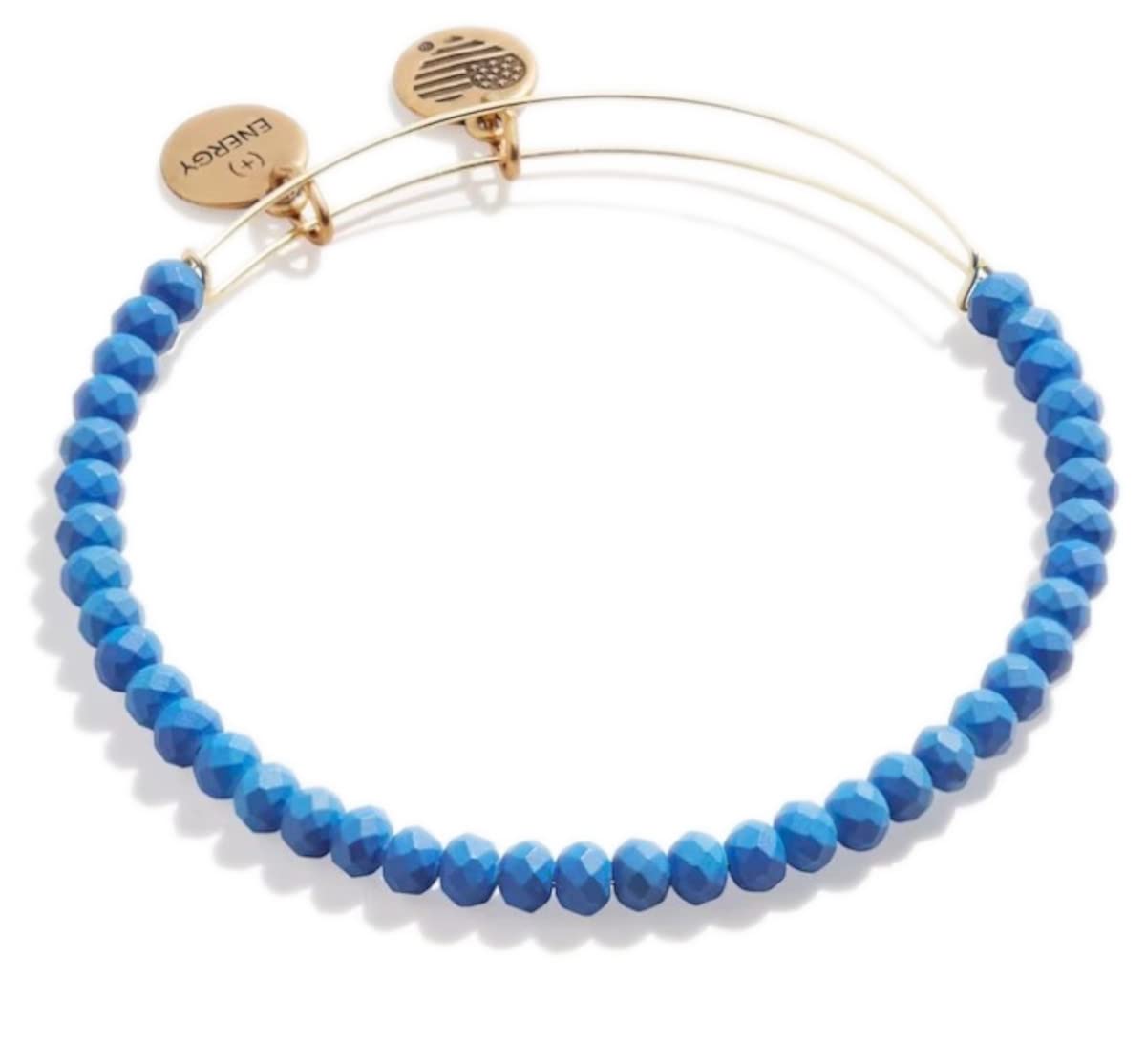 Alex and Ani Accents Beaded Expandable Bangle for Women, Matte Brilliance, Royal Blue Beads, Rafaelian Silver Finish, 2 to 3.5 in