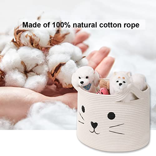 Large Woven Cotton Rope Basket with Handle, Ideal for Storage and Organization for kids toys,Towels, Clothes, blanket,Gifts. Pet Basket for Cat & Dog,Laundry Blanket Basket
