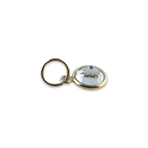 Aquamarine Charm 5mm Round Handmade In 14k Yellow Gold