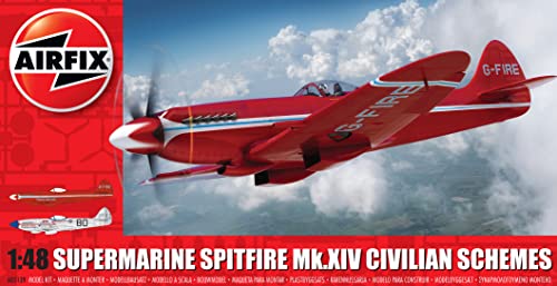 Airfix Model Set - A05139 Supermarine Spitfire MKXIV Civilian Schemes Model Building Kit - Plastic Model Plane Kits for Adults & Children 8+, Set includes Sprues & Decals - 1:48 Scale Model