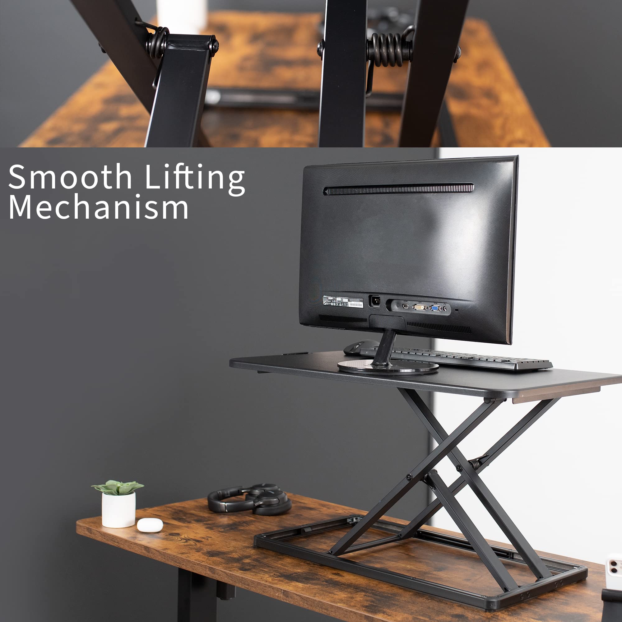 VIVO Economy Single Top Height Adjustable 29 inch Standing Desk Converter, Sit Stand Tabletop Monitor and Laptop Riser Platform Workstation, DESK-V000U