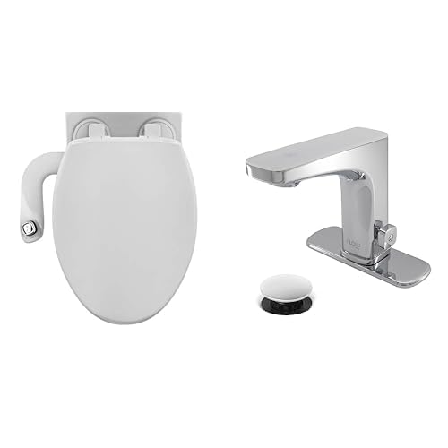Bathroom Refresh Bundle Includes (1) Bio Bidet by Bemis Elongated Toilet Seat, (1) SlimEdge Bidet Attachment and (1) Grove Motion Activated Hands Free Bathroom Faucet in Chrome Finish