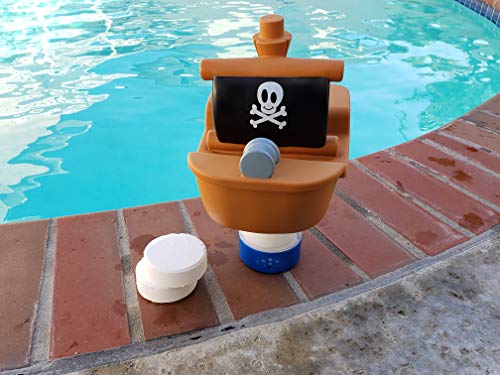 AquaAce Pirate Ship Floating Pool Chlorine Dispenser, Floater for 3 inch Chlorine Tablets