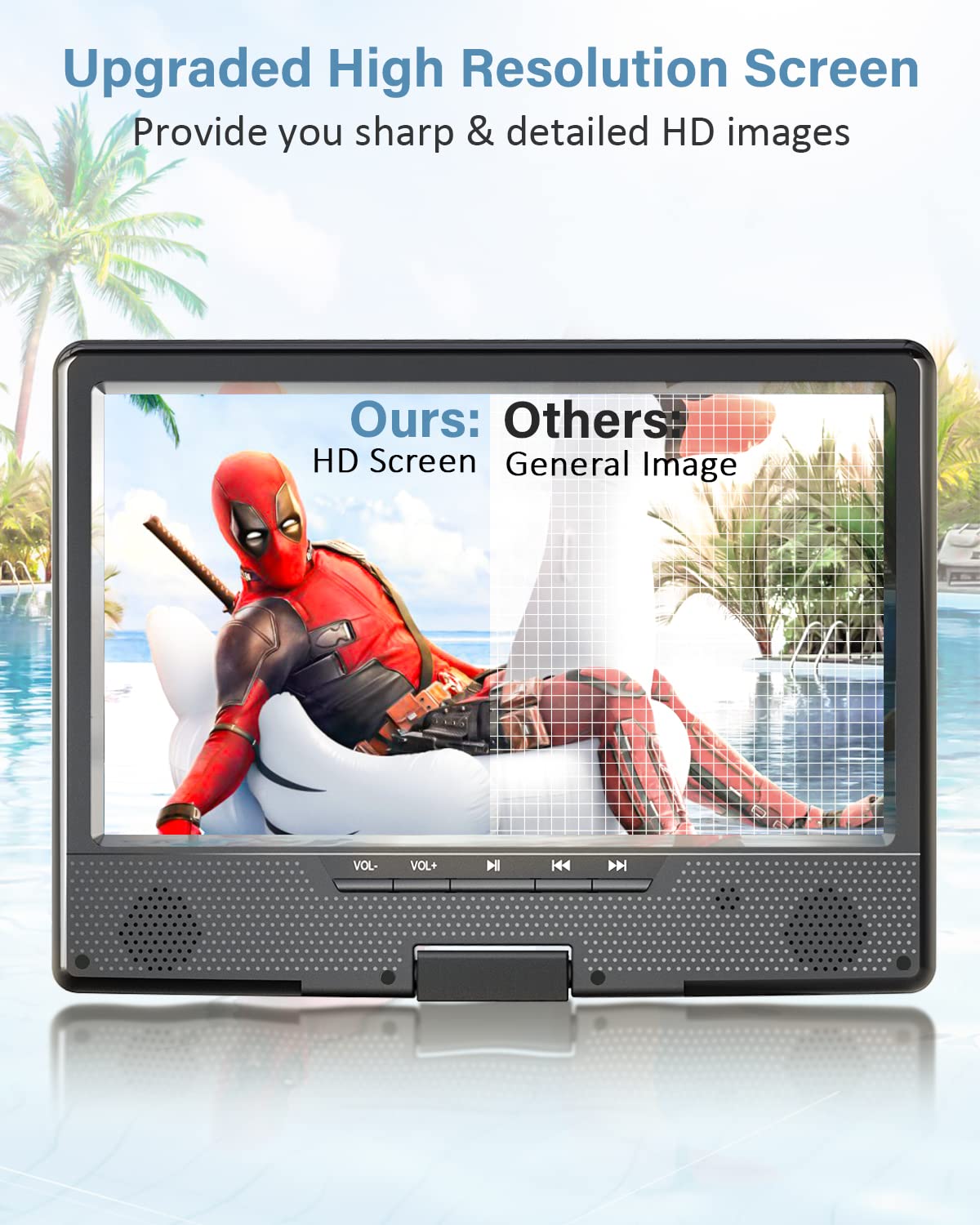 Arafuna 12.5" Portable DVD Player for Car, 10.5" HD Swivel Screen with Car Headrest Holder, 5-Hour Rechargeable Battery, Support USB/SD/Sync TV, Regions Free, Last Memory