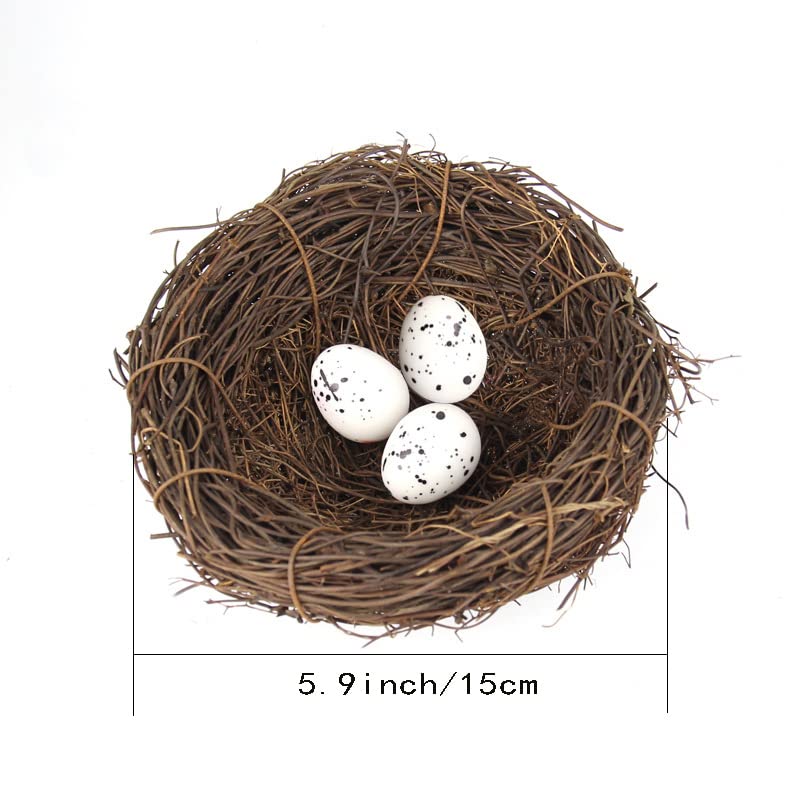 Asekonc 4PCS Easter Birds Nest Decorating, Rattan Nest for Crafts Home Party Decor Party, Wedding Patio Garden Succulent Planter Moss Landscape DIY Terrarium(5.9Inch)
