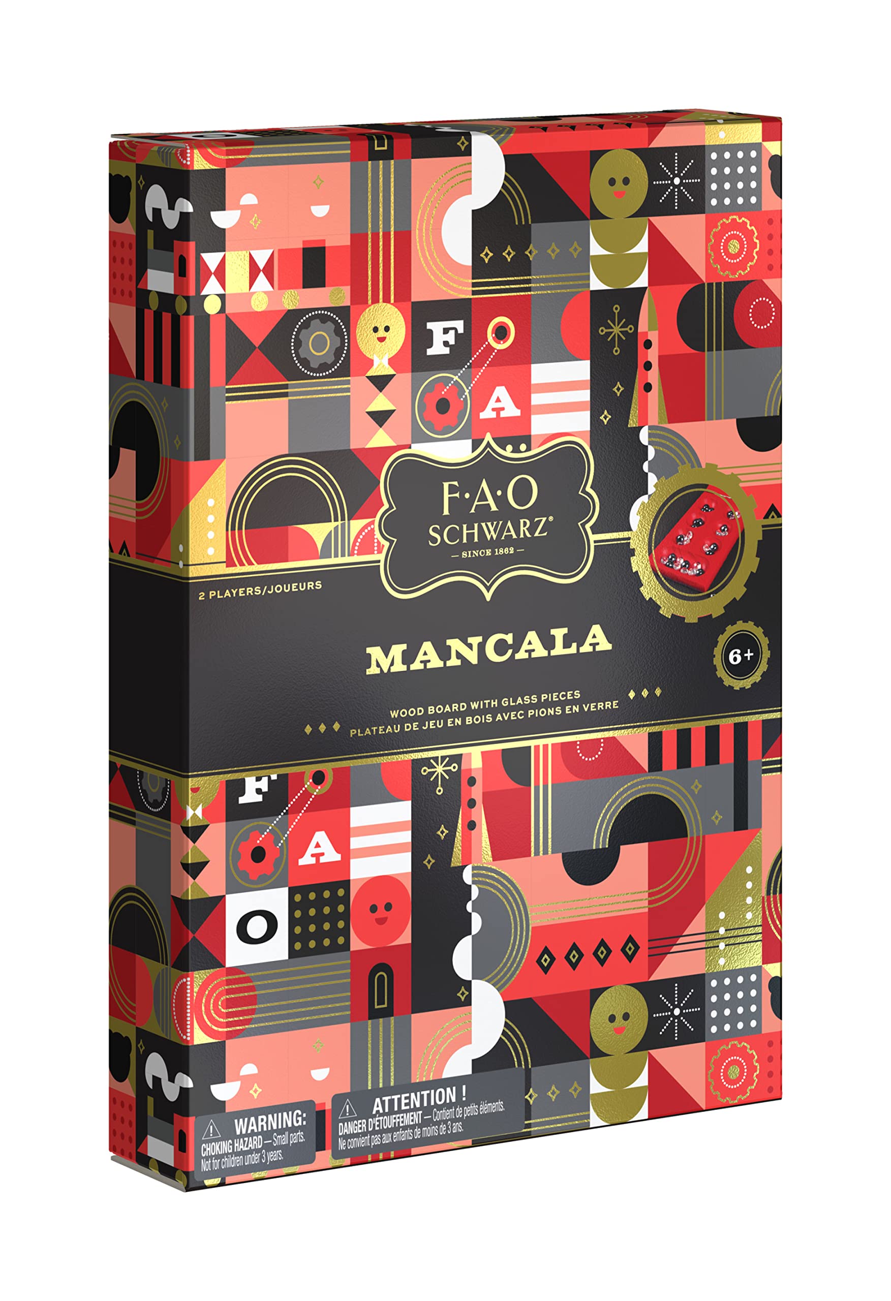 FAO Schwarz Mancala Game with Folding Wood Board, Strategy Game, for Adults and Kids Ages 6 and up