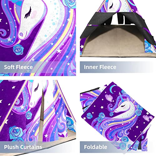 enheng Small Pet Hideout Beautiful Unicorn with a Long Rainbow Mane Hamster House Guinea Pig Playhouse for Dwarf Rabbits Hedgehogs Chinchillas