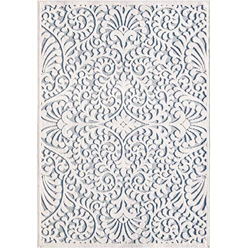 My Texas House by Orian Bluebonnets Area Rug, 5'2" x 7'6", Natural Blue