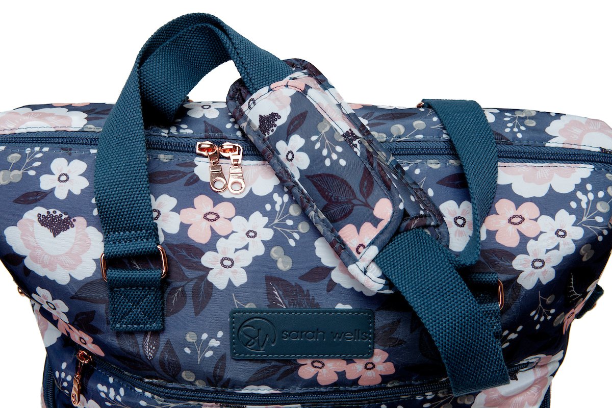 Sarah Wells Lizzy Breast Pump Bag - Compatible with Spectra, Medela, and More - Insulated Cooler Pocket (Le Floral)