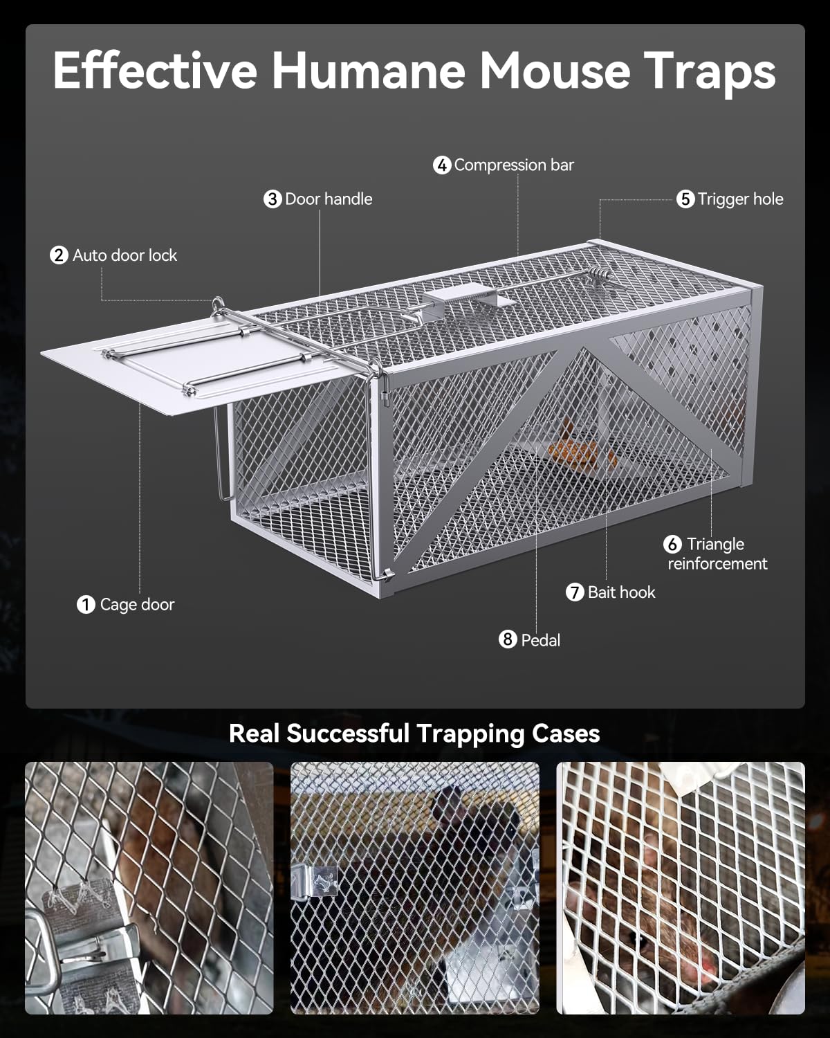 BAOYER Humane Mouse Traps Reusable Catch and Release Live Mouse,Metal Rat Trap That Work,Catch Moles, Voles, Chipmunks