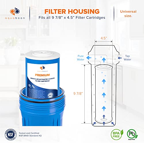 Aquaboon Premium 5 Micron 10" x 4.5" Whole House Coconut Shell Granular Activated Carbon (GAC) Water Filter Replacement Cartridge, 2 Pack