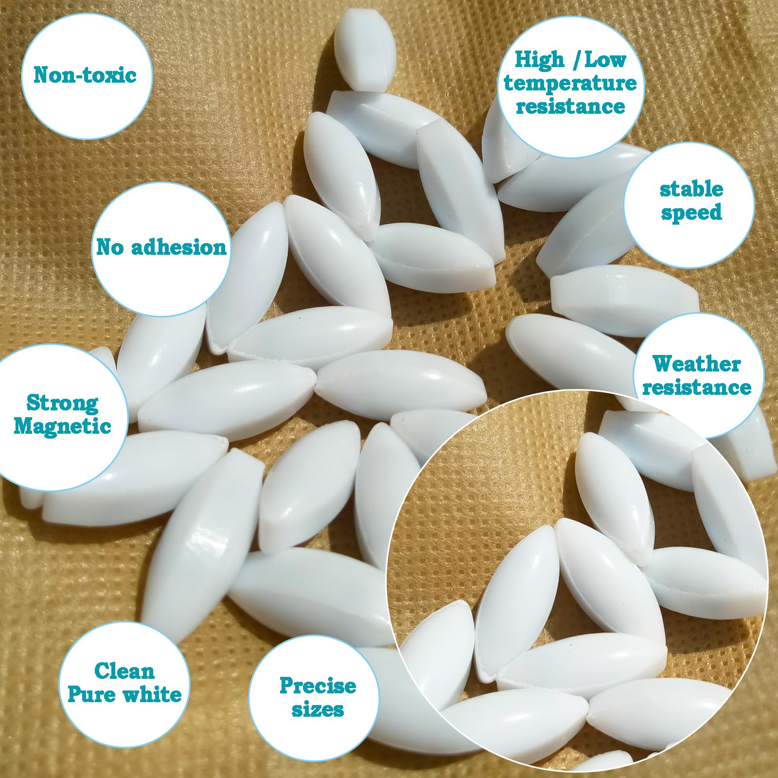 PTFE Magnetic Stirrer Mixer Stir Bars White Color,Olive Shape, (Diameter 8mm,Length 20mm),Pack of 10pcs