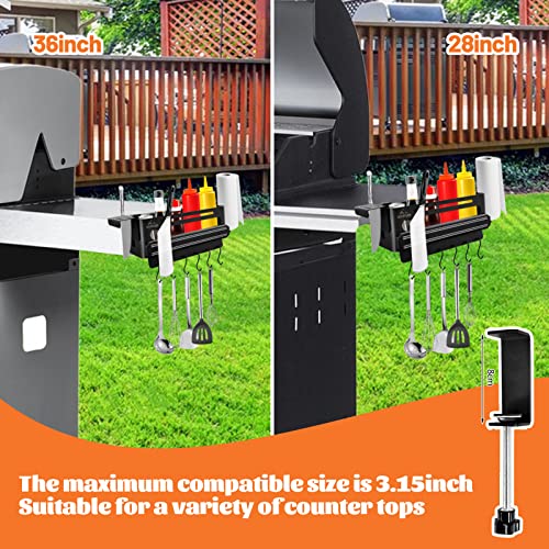 Qoyntuer Griddle Caddy for 28"/36" Blackstone Griddles/Prep Cart Accessories, Grill Caddy Space Saving BBQ Accessories Storage Box with Magnetic Tool Holder/Paper Tower/Knife Shelf/6 S-Hooks