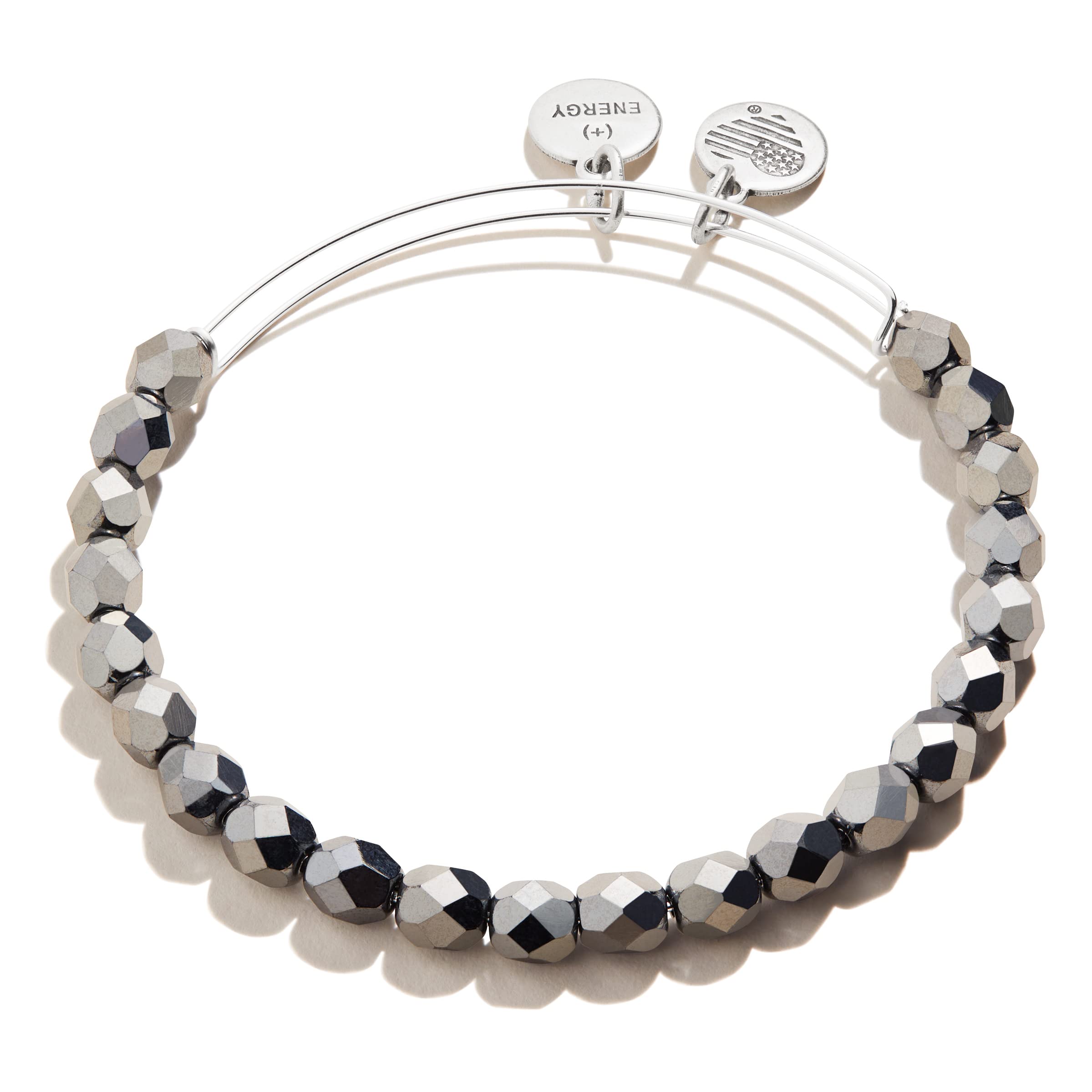 Alex and Ani Solstice Beaded Expandable Bangle for Women, Platinum Beads, Shiny Silver Finish, 2 to 3.5 in