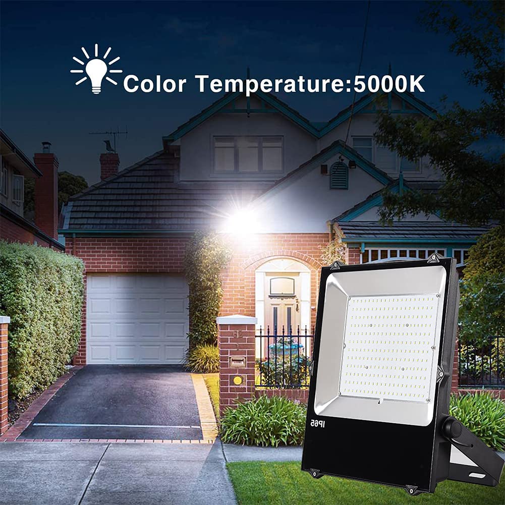 OSTEK 150W LED Flood Light, 21000LM Outdoor Commercial Lighting IP65 Waterproof,450W HPS Equivalent, Daylight 5000K, Security Floodlight for Home, Backyard, Patio, Garden ETL DLC (150)