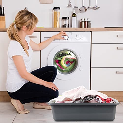 Gloreen 4 Packs Large Bus Tub Tote Box, 35 L, Gray Dish Pan Basin