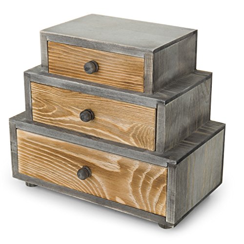 MyGift 3-Drawer Desk Storage Organizer Drawers - Rustic Wood Office Supplies Cabinet