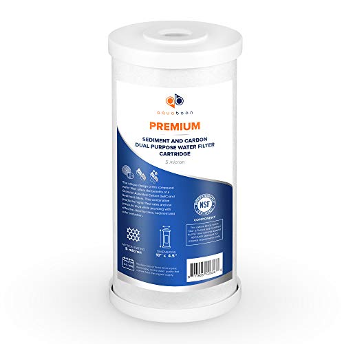 Aquaboon Premium 5 Micron 10" x 4.5" Sediment and Carbon Dual Purpose Water Filter Cartridge | Universal 10 inch COMPATIBLE WITH: GXWH35F, GXWH30C, GXWH40L, WHKF-GD25BB, WFHDC3001, 1 Pack