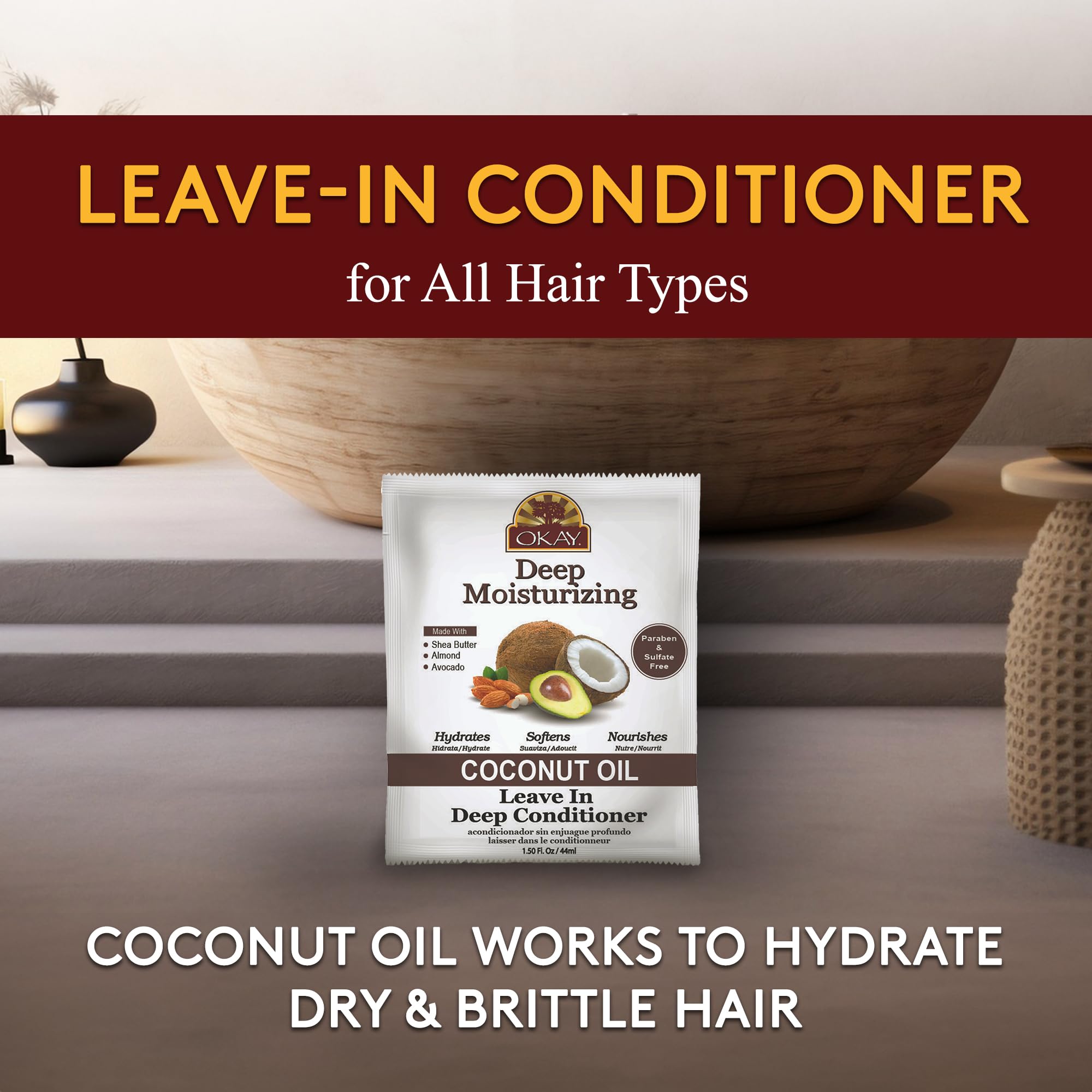 OKAY COCONUT OIL DEEP MOISTURIZING LEAVE IN CONDITIONER 1.25oz / 37ml