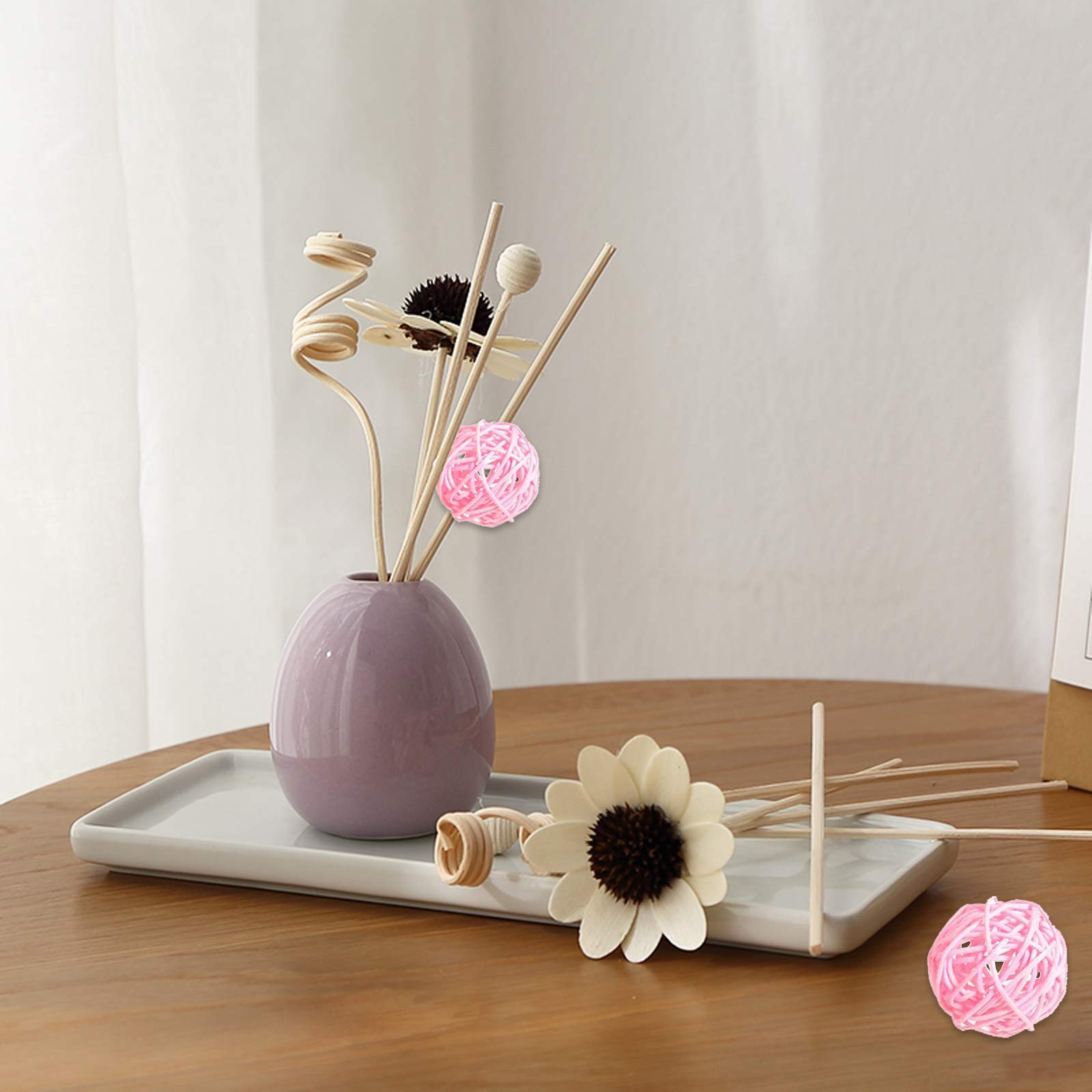 HaiMay 45 Pieces Wicker Rattan Balls Decorative for Vase Fillers,Bird Toys,Garden,Party,Wedding,Table Decoration,1.8 Inch(Pink)