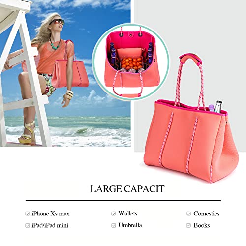 LMYYG Beach bag,Multipurpose NeopreneĀ Bag,Large Tote Bag,Waterproof Shoulder Beach Bag for Travel Beach Gym Swimming