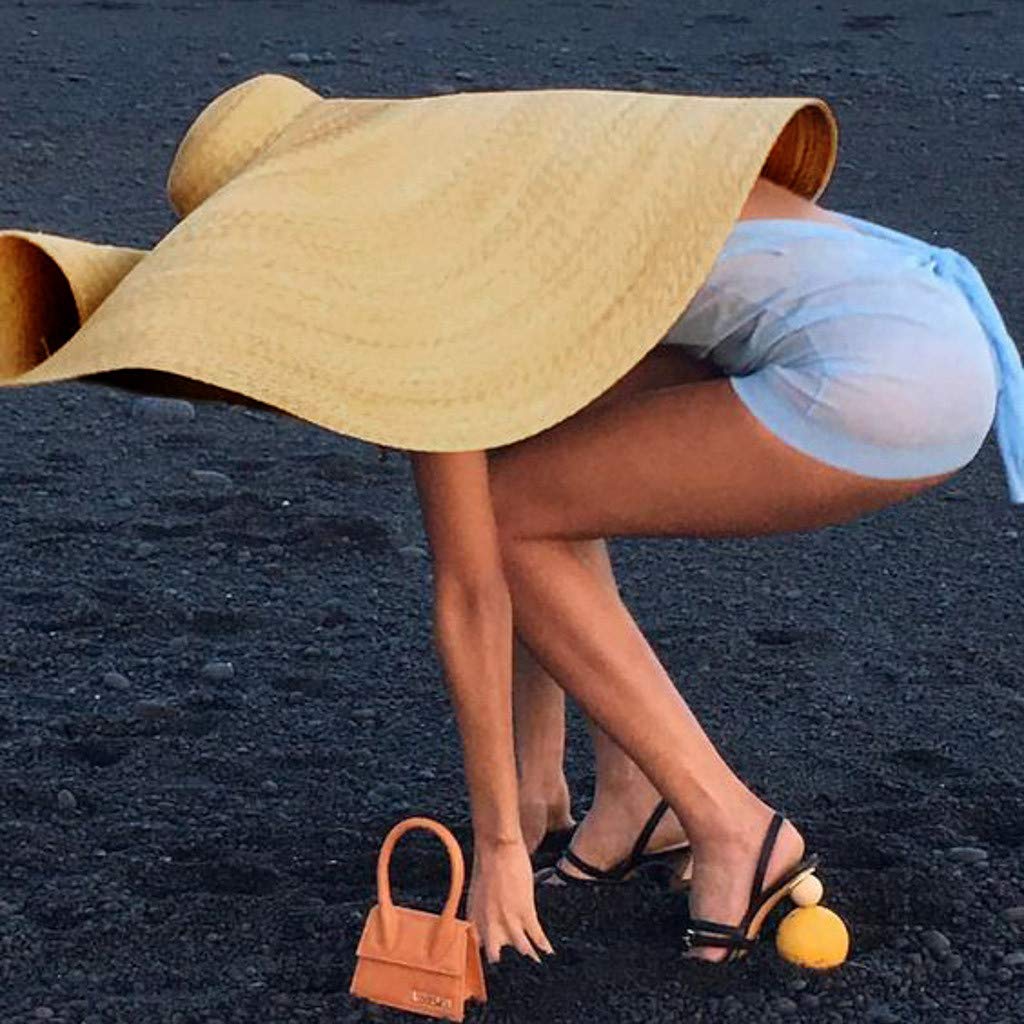 Fashion Oversized Straw Hat - Large Brim Sun Hat Beach Cap Big Foldable Floppy Sunshade Hats for Women Girls Travel (B Color 90cm)