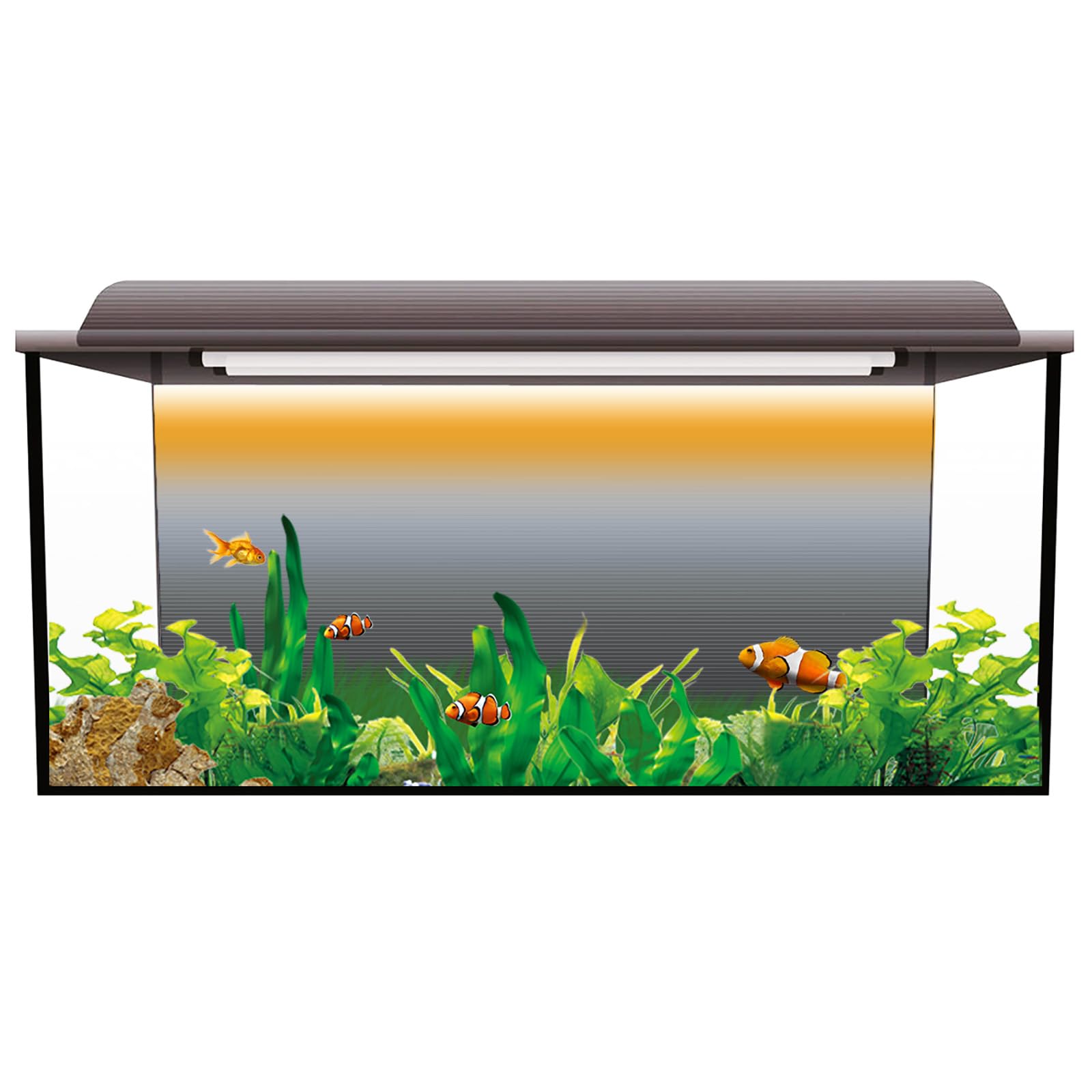Aquarium Background Ombre 20.4x36.4 inch Fish Tank Background PVC Fish Backdrop Wallpaper for Background Aquarium Gray Turmeric Geometric Striped Gradient