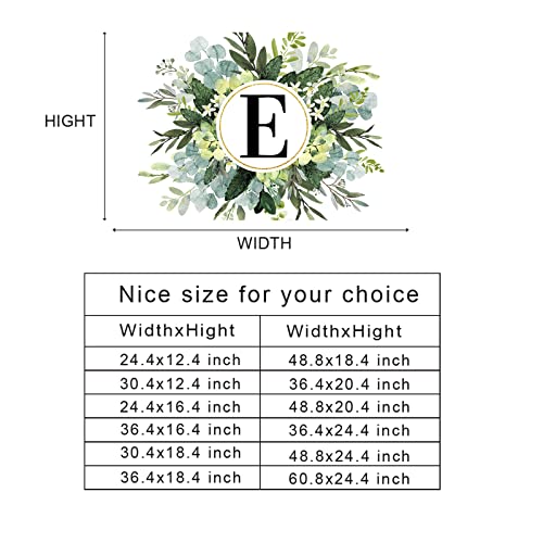 Aquarium Background Monogram Letter E 12.4x24.4 inch Fish Tank Background PVC Fish Backdrop Wallpaper for Background Aquarium Spring Summer Watercolor Eucalyptus Leaves