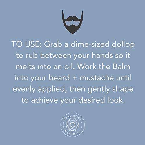 Pure Body Naturals Natural Beard Balm and Mustache Wax - Non-Greasy Conditioner for Beard Growth and Softening, Amber Musk Scent - 1.75 oz