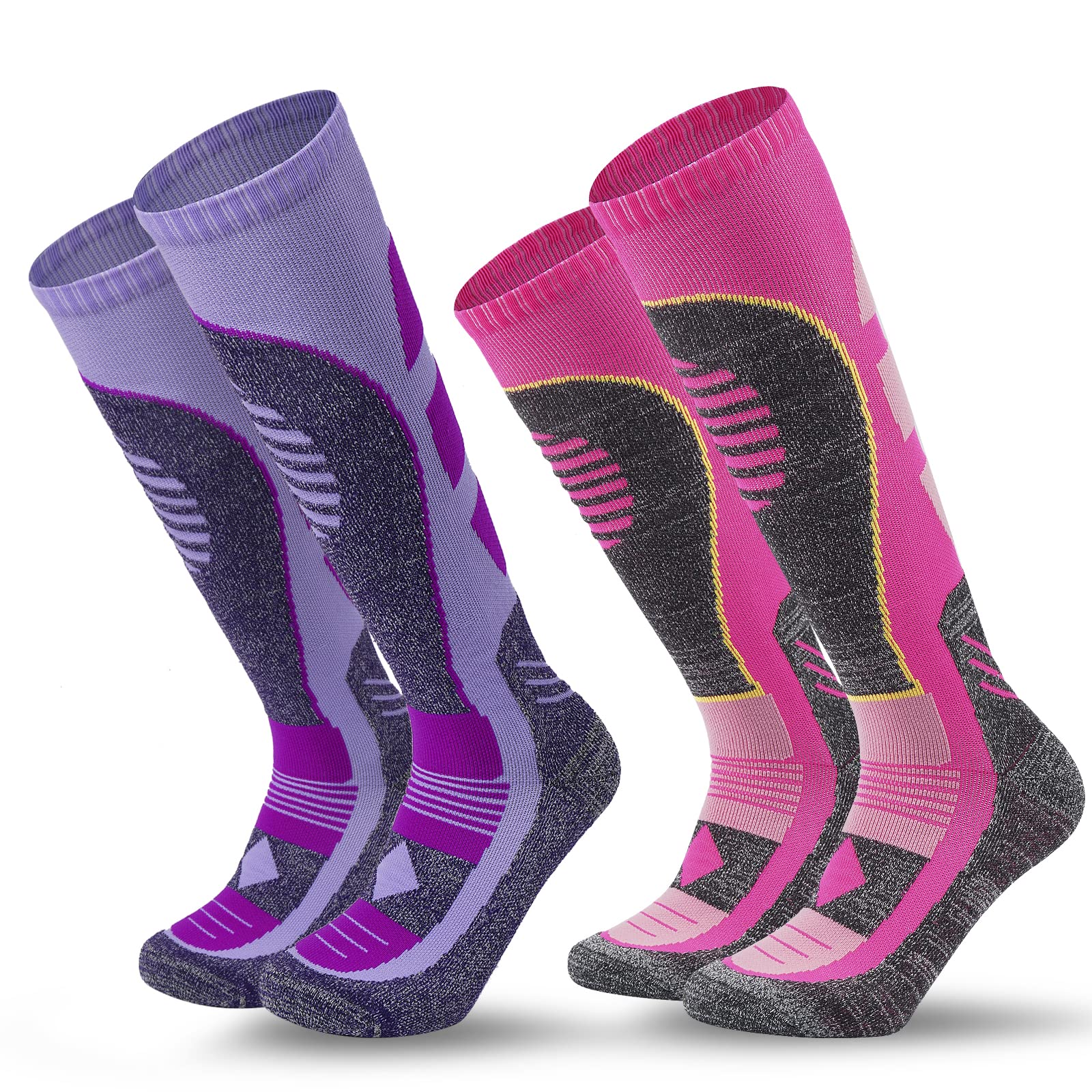 AII Athlete High Performance Unisex Knee Length Ski Socks For Men and Women2 pairs, Winter Performance Socks,Snowboard socks