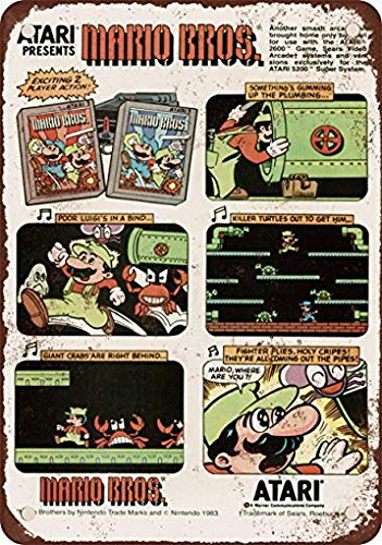 Fayotrade Decorative Metal Signs Atari Presents Mario Bros. 20x30cm