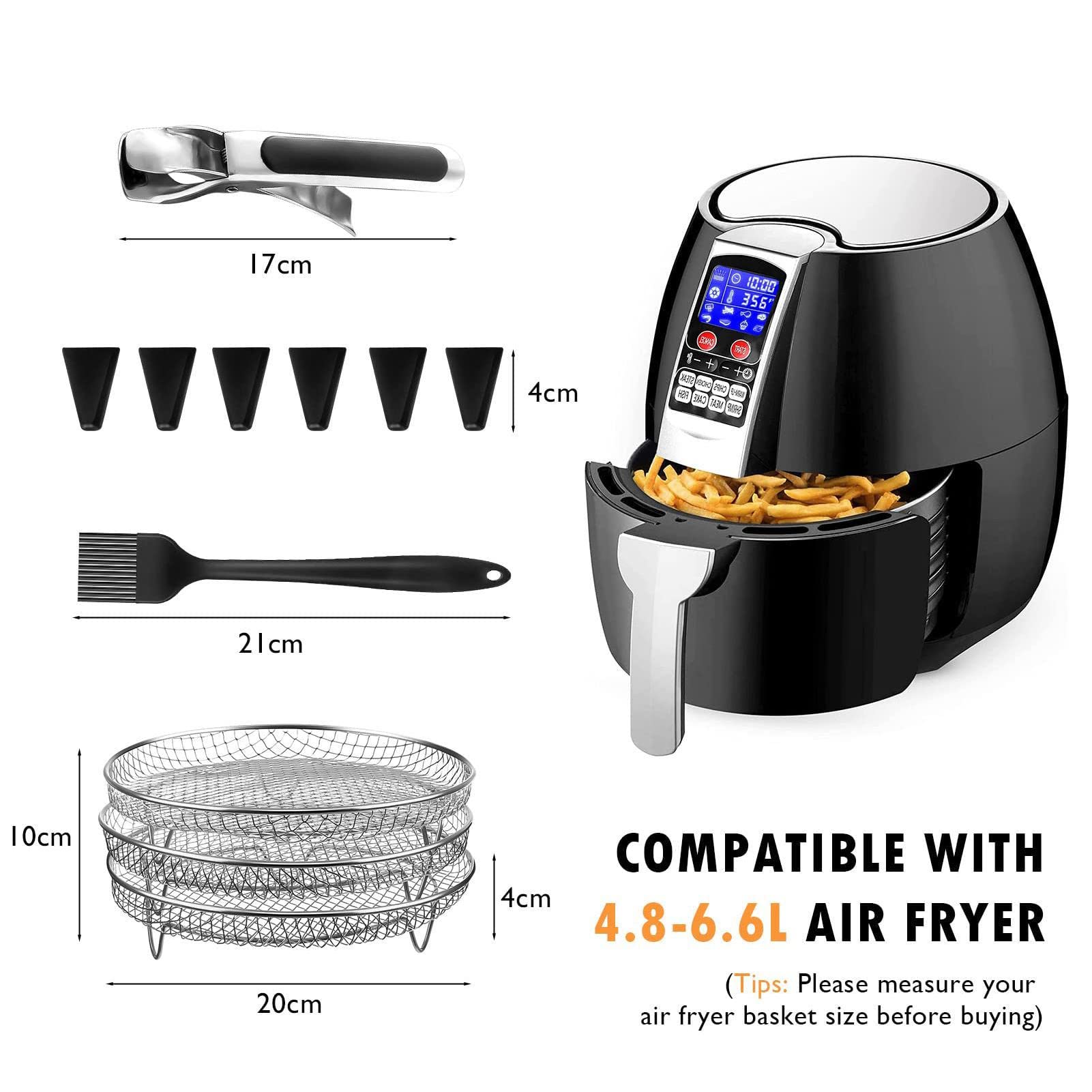 Air Fryer Racks For Ninja,Three Layer Stackable Dehydrator Rack 7.8inch Stainless Steel Round Multi-Layer Air Fryer Basket Tray Multi-Layer Dehydrator Rack Air Fryer Accessories
