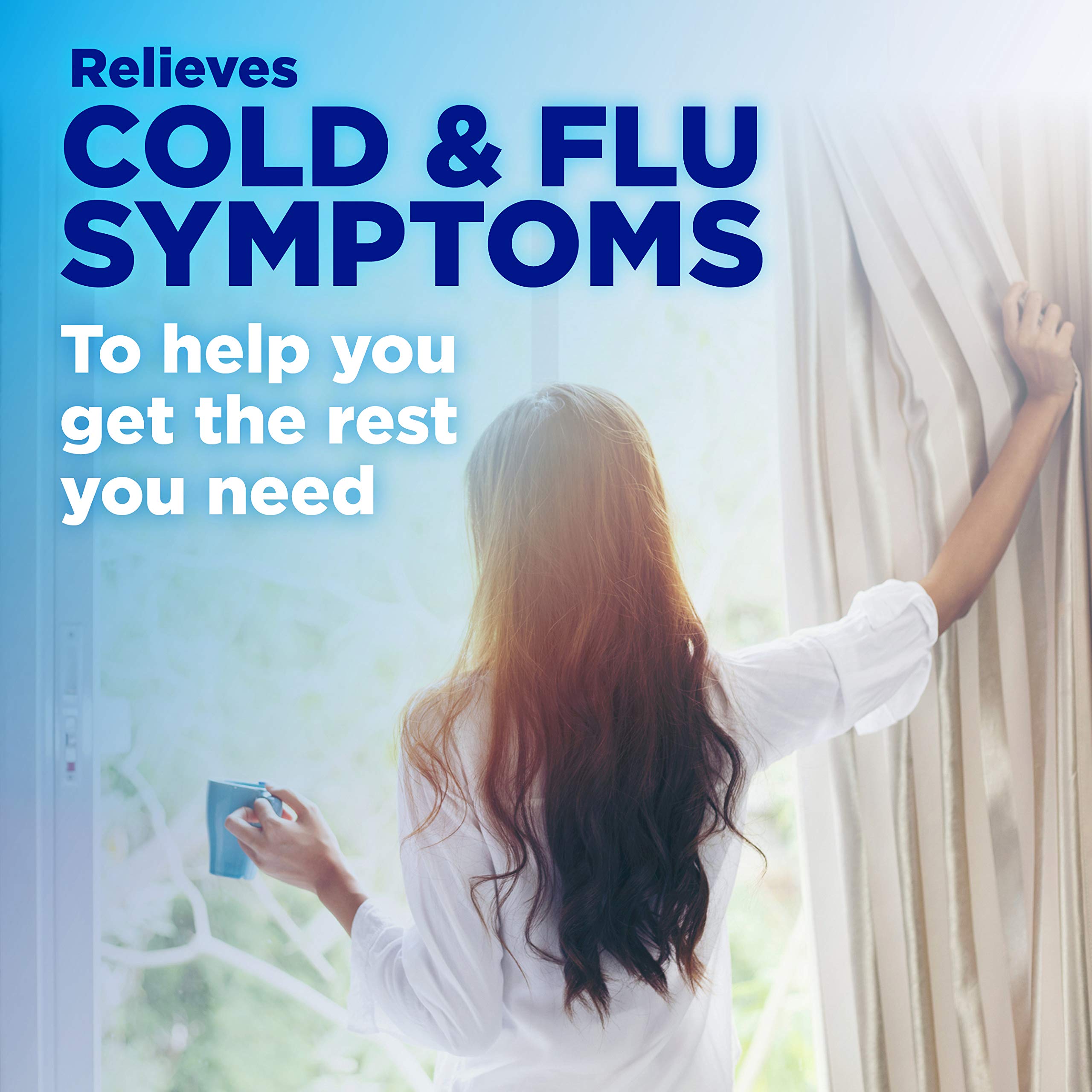 Amazon Basic Care Nighttime Cold and Flu Relief Softgels, 6 Hour Cold Medicine, Relieves Major Flu Symptoms So You Can Rest, 48 Count (Pack of 1)