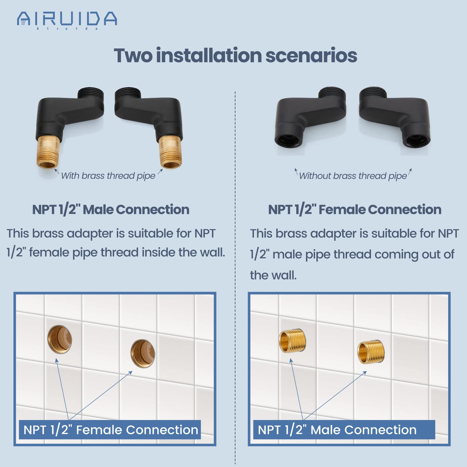 Airuida Matte Black Wall Mount Kitchen Faucet 4 Inch(10cm) Spout Reach Adjustable Center Double Cross Handles Mixer Tap 360 Rotatable Wall Mounted Faucet for Commercial Utility Laundry Restaurant