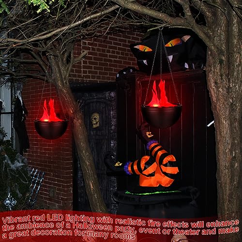 Baquler 2 Pcs Halloween 3D Fake Fire Light 110v Artificial Hanging LED Flame Light Realistic Campfire Halloween Lamp Prop Flame Light for Christmas, New Year, Festival, Night Club, Party Decor