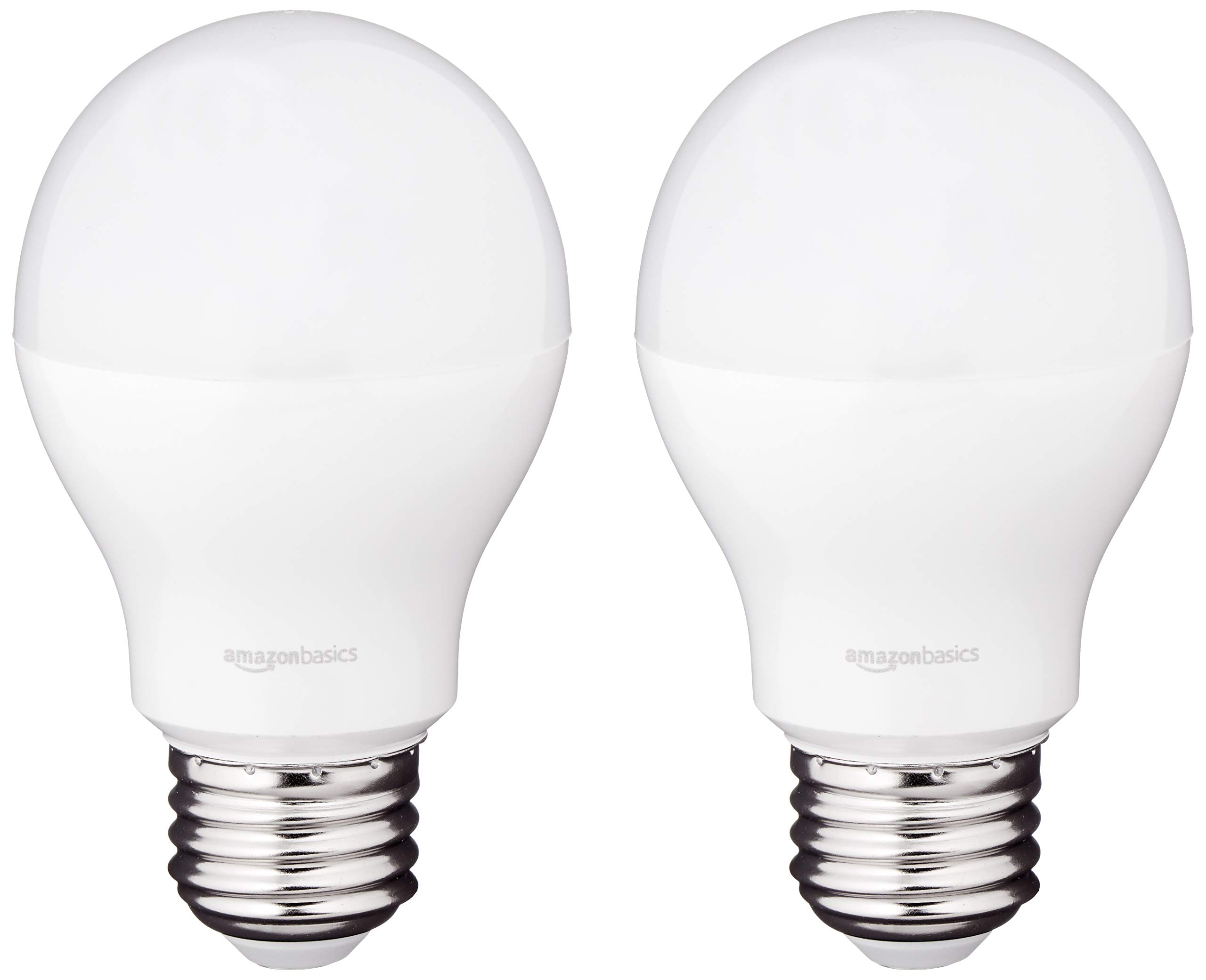 Amazon Basics 6 W Equivalent 40 Watt , Daylight White, Dimmable, 15,000 Hour Lifetime, A19 LED Light Bulb, 2-Pack