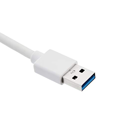 Amazon Basics 3-Port USB 3.0 Adapter with RJ45 Gigabit Ethernet Port, White, 3 USB A + 1 RJ45