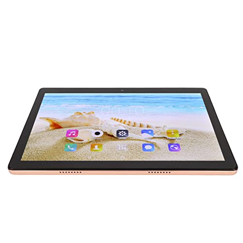 Airshi Portable Tablet, 5G WiFi Dual Band Call Support 4G RAM 128G ROM 10 Inch Tablet Octa Core Processor 100-240V for Home for Travel (Gold)