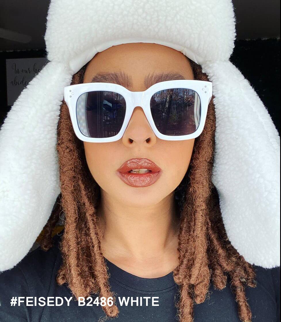 FEISEDY Vintage Oversized Square Sunglasses Womens Trendy Luxury Big Sun Glasses UV400 Protection Gradient Shades B2486