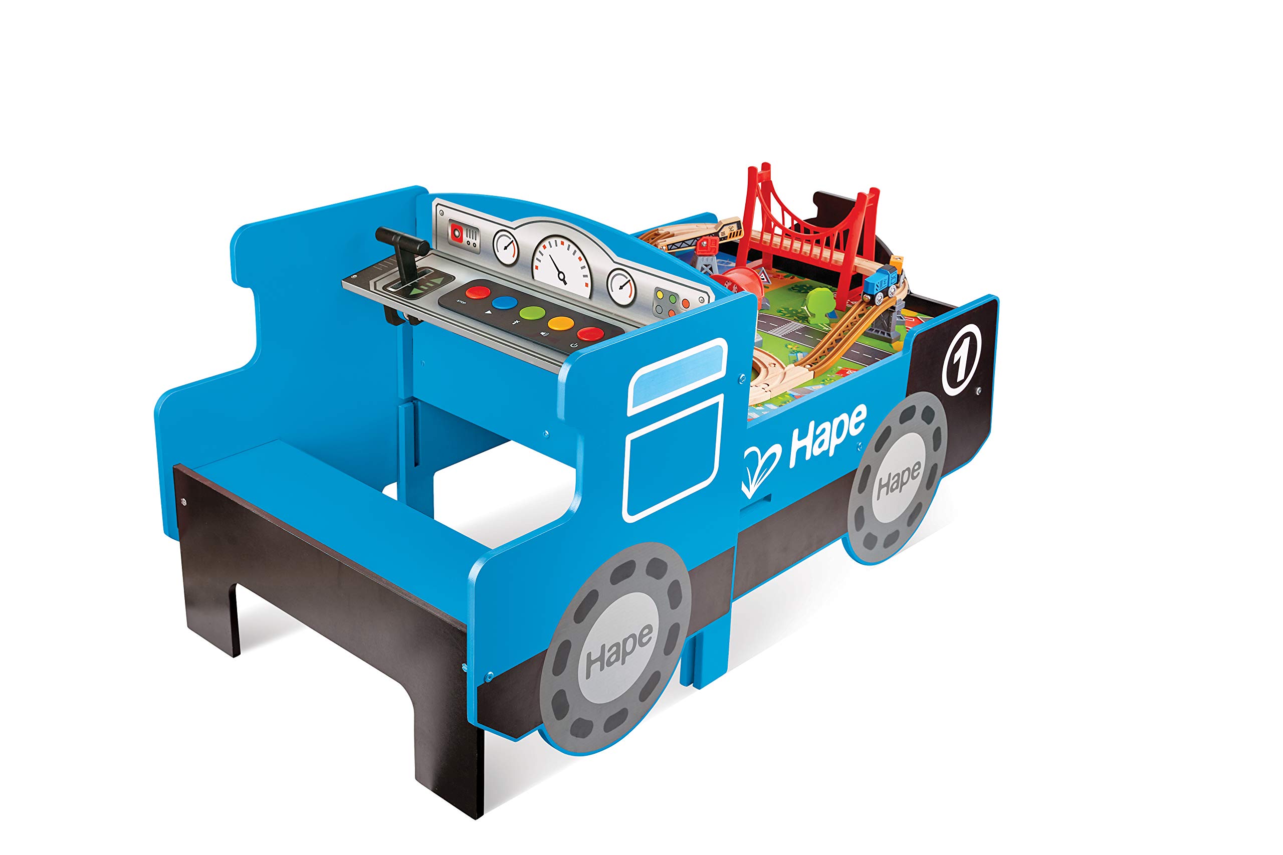 Hape Wooden Blue Foldable Ride-on Train Table