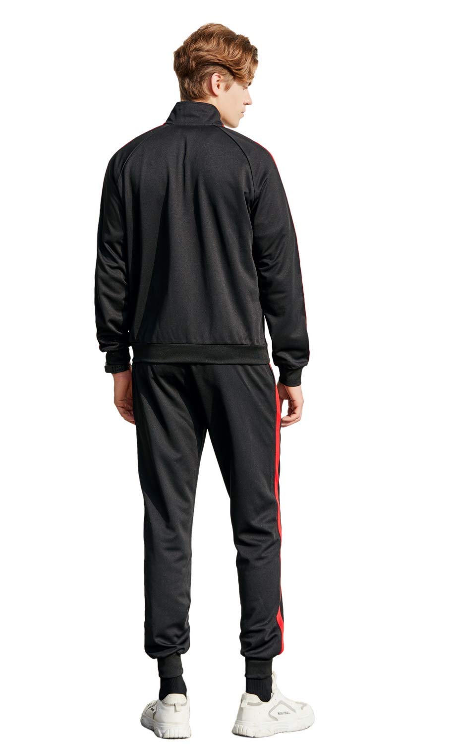 Allviper Activewear Full Zip 2 Pieces Tracksuit Set for Men Black and Red