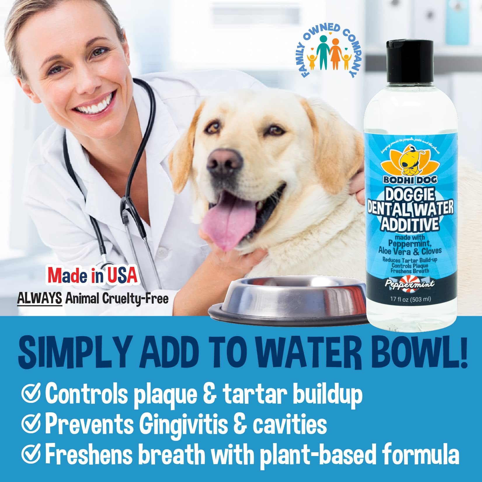 Bodhi Dog Bitter 2 in 1 No Chew 17oz + Peppermint Dental Water Addititve Bundle