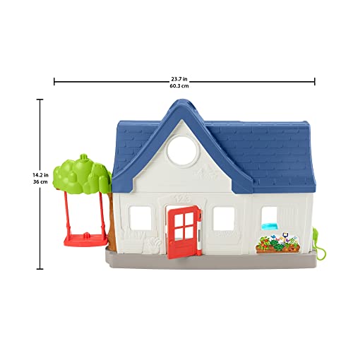 Fisher-Price Little People Toddler Play House with Lights Music & Smart Stages Learning Content, 2 Figures 6 Play Pieces, UK English Version, HCJ66