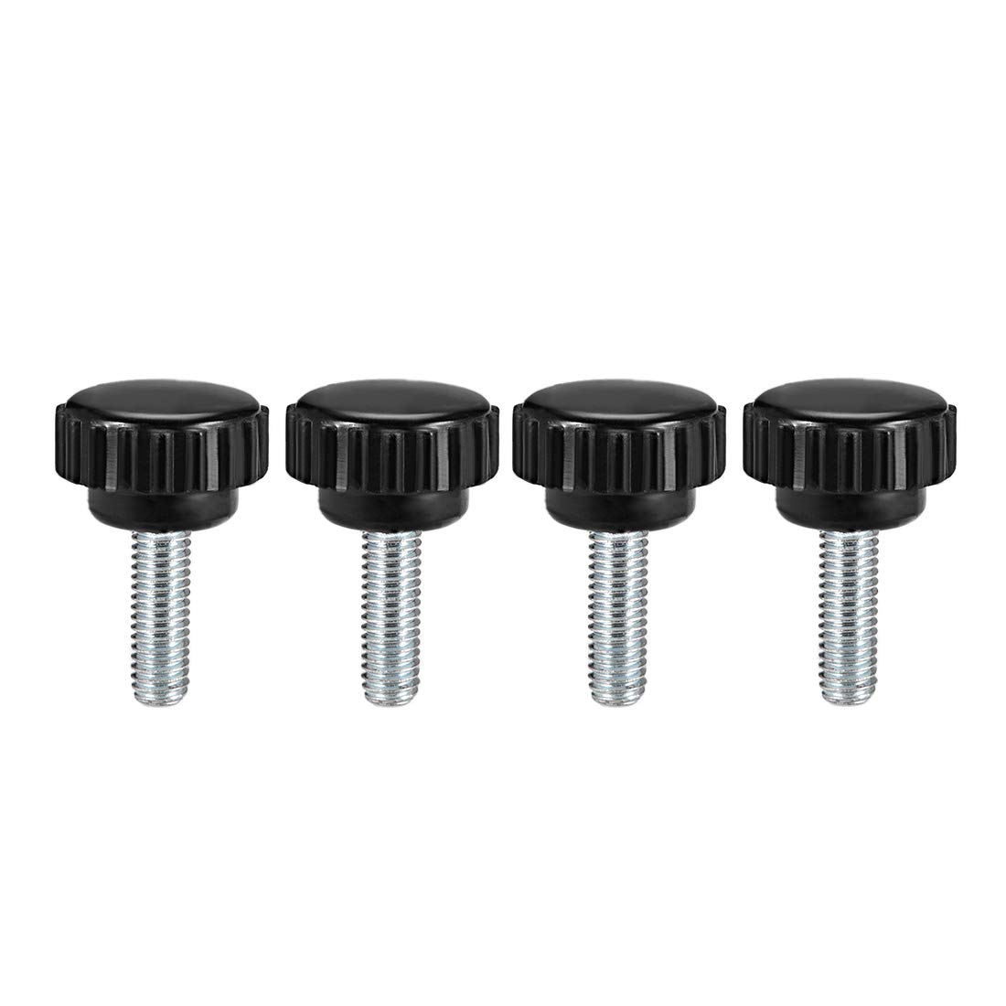 uxcell M6 x 15mm Metric Male Thread Knurled Clamping Knobs Grip Thumb Screw on Type Plastic Threaded Hand Bolt Knobs Black 4 Pcs