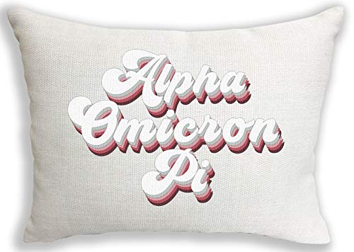 Sorority Shop Alpha Omicron Pi Pillow – Retro Design 12" x 16" Lumbar Pillow Sorority