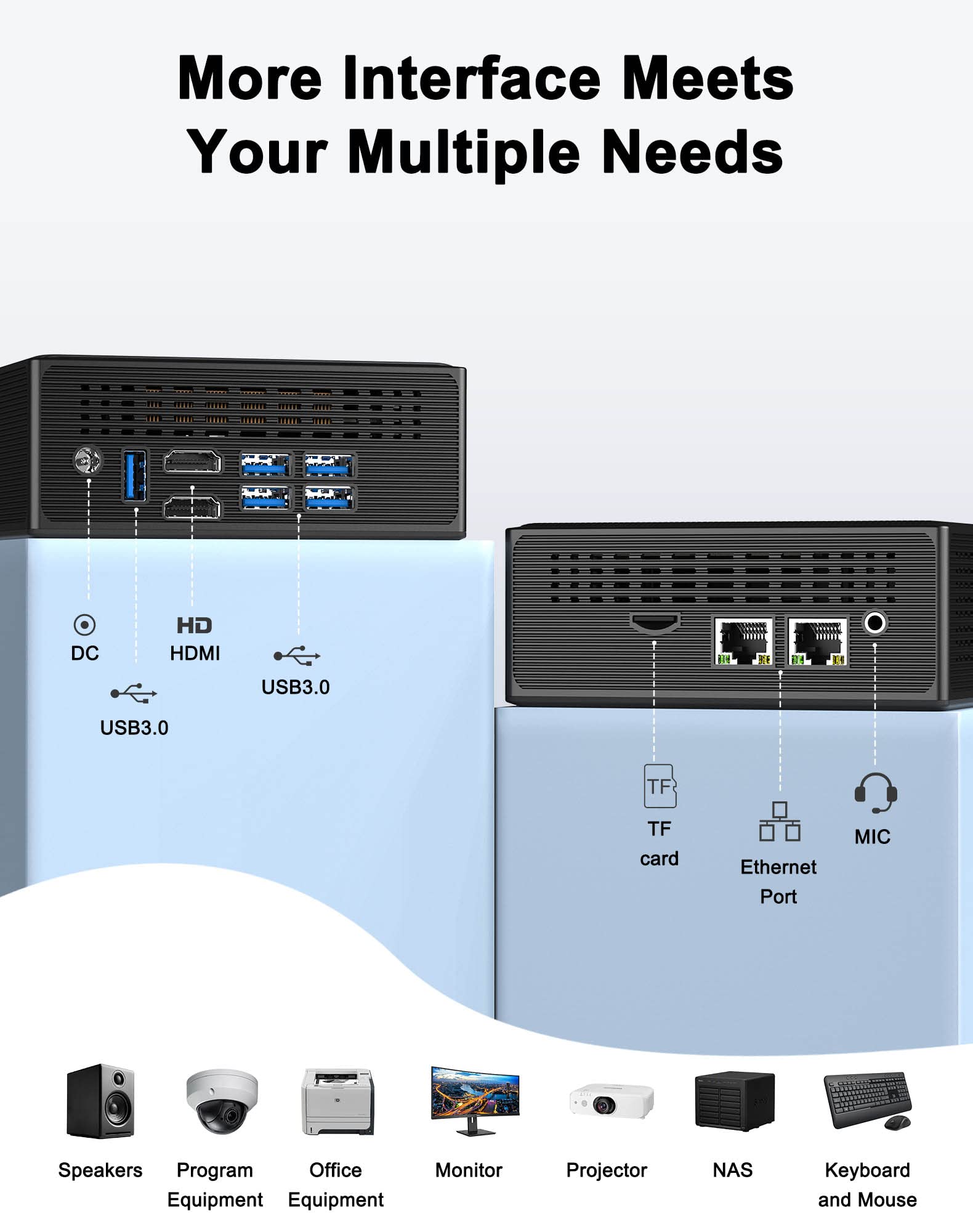 AWOW Mini PC, Intel Celeron Quad-Core J4105 8GB LPDDR4 128GB SSD Micro PC,Dual Gigabit Ethernet, 2X HDMI, 5X USB3.0, 2.4G+5G WiFi, Bluetooth BT4.2, Mini Desktop Computer