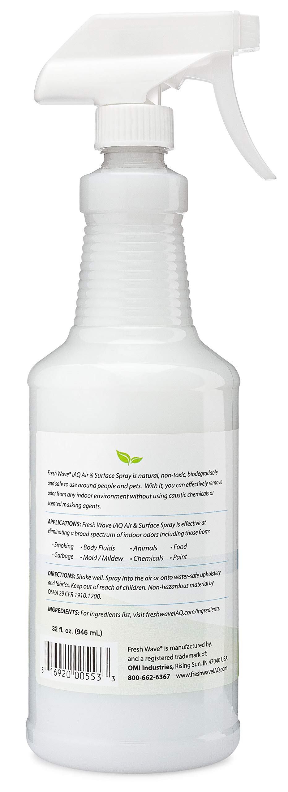 Fresh Wave IAQ Commercial Odor Eliminating Air & Surface Spray with Trigger, 32 Fl. Oz. | Safer Odor Relief | Natural Plant-Based Odor Eliminator | Odor Absorber for Home or Commercial Areas