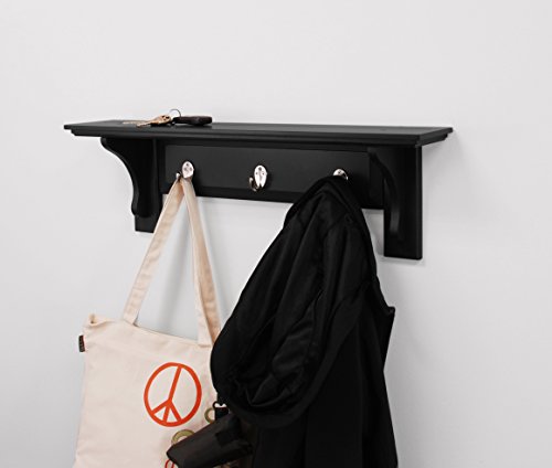 kieragrace Bennet Shelf With 3 Hooks, 23.5-Inch, Black
